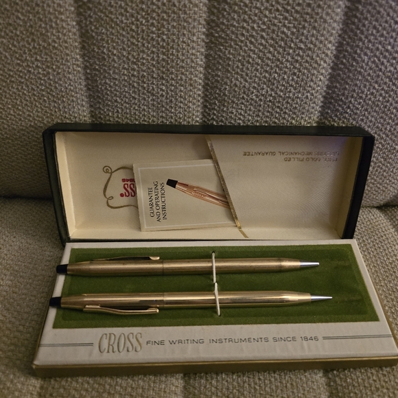 Unique Vintage | Art | Vintage Cross 2k Gold Filled Pen Pencil Set With ...